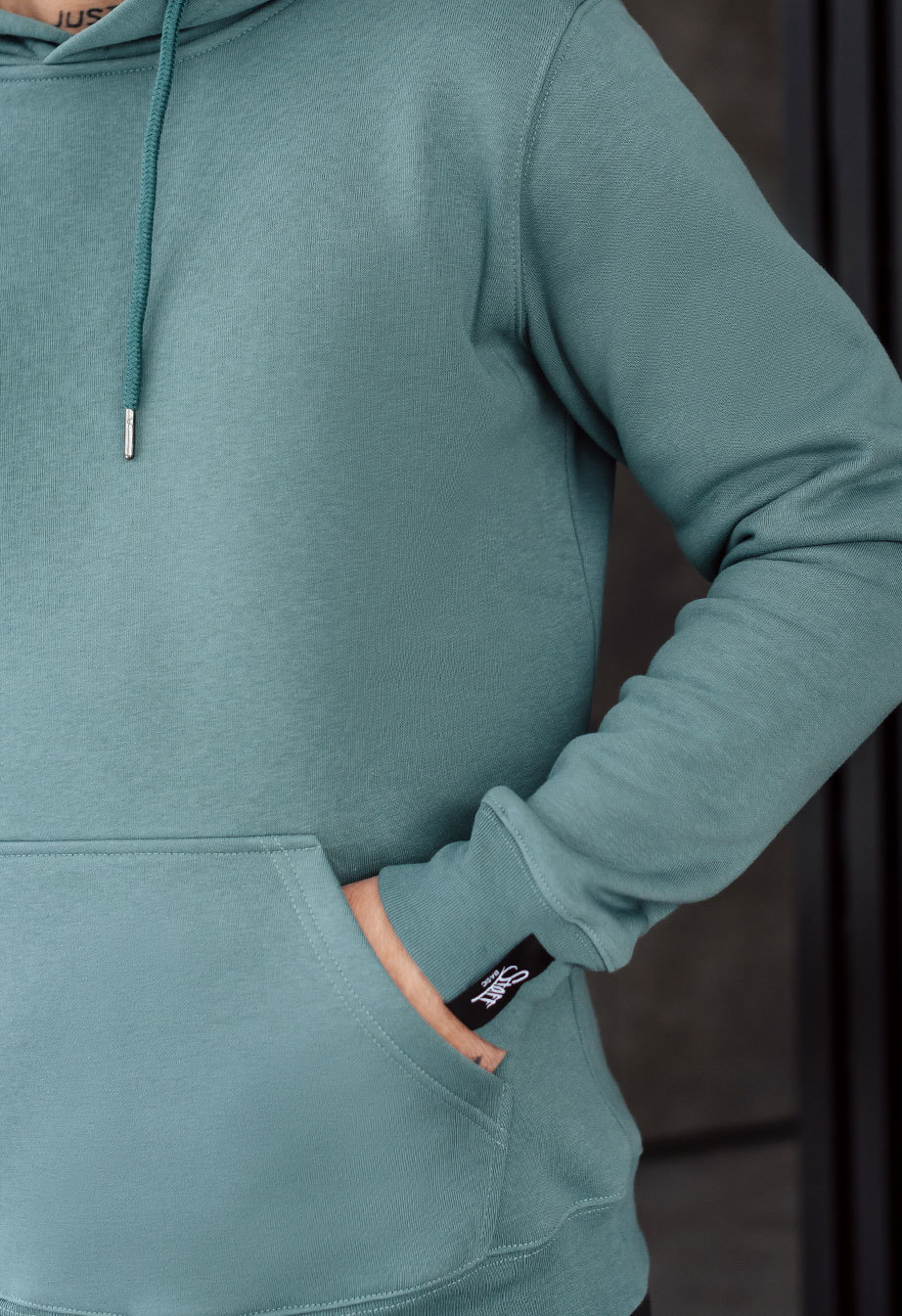 Толстовка чоловіча Staff turquoise basic fleece бірюзового кольору модна утеплена базова ...