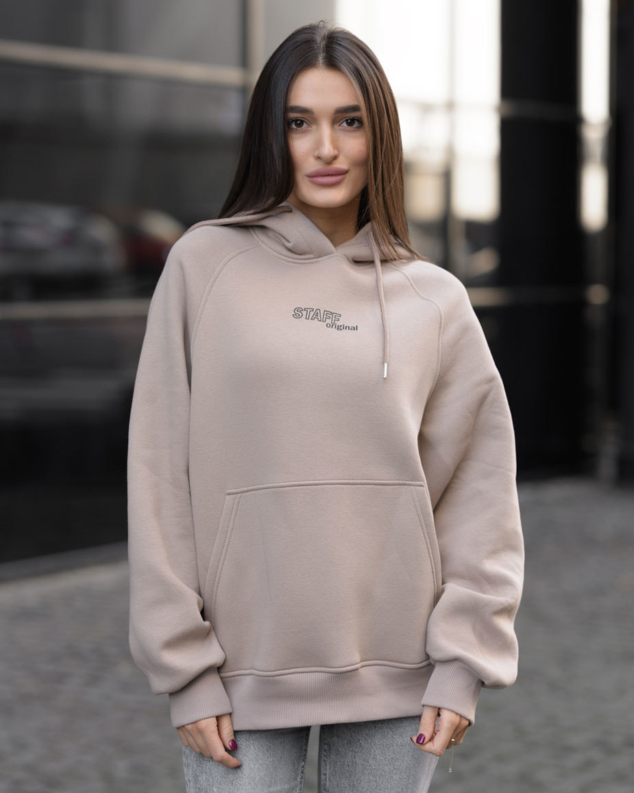 Толстовка жіноча Staff original light brown oversize fleece світло-коричнева з логотипом ...