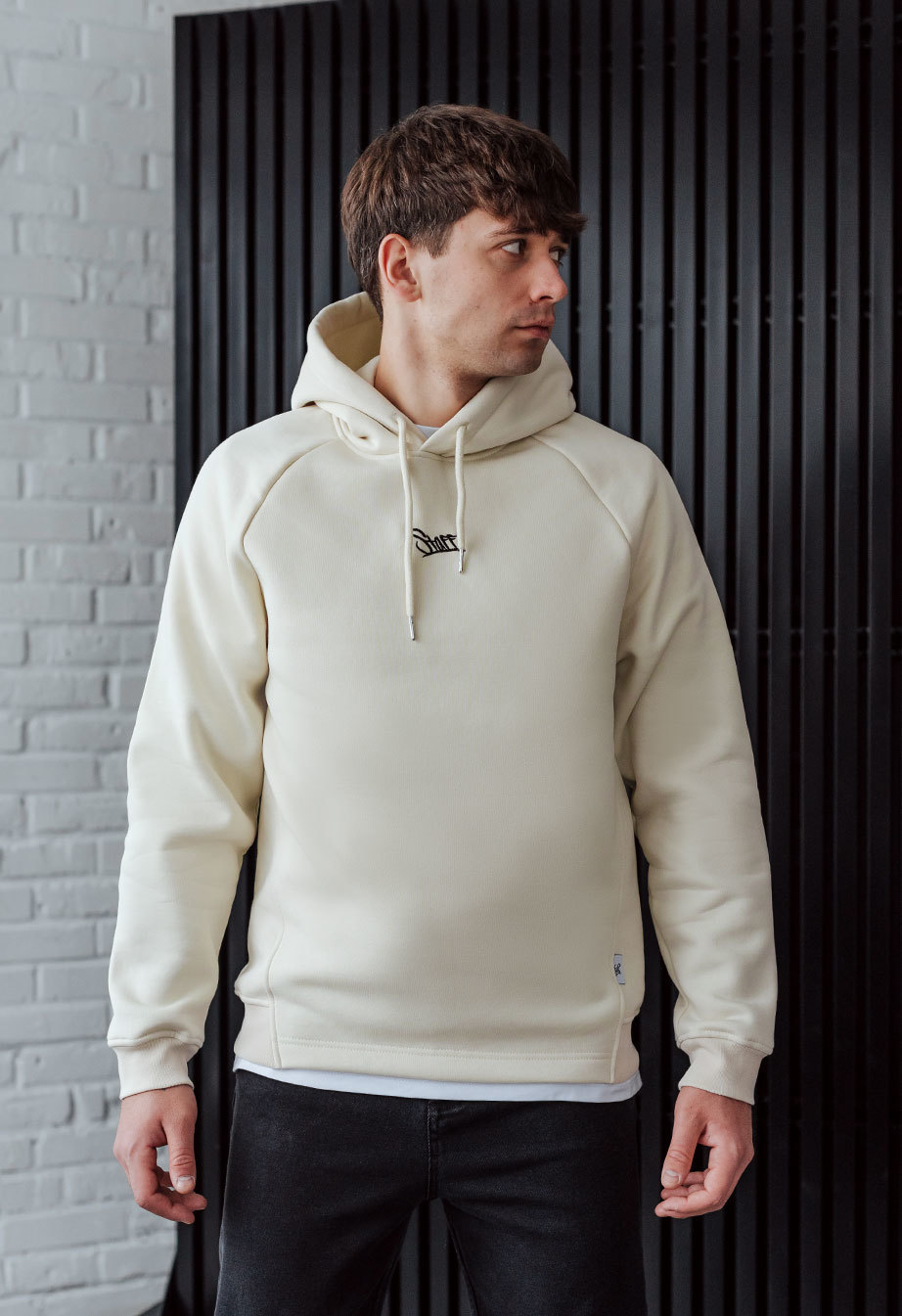 Толстовка чоловіча Staff milk logo fleece молочного кольору на флісі для підлітка бавовняна ...