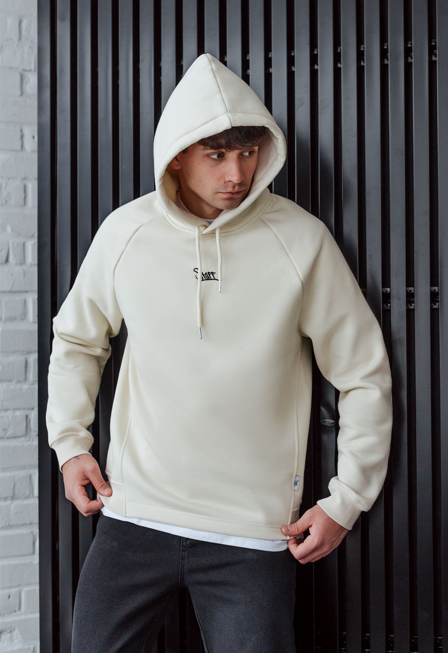 Толстовка чоловіча Staff milk logo fleece молочного кольору на флісі для підлітка бавовняна ...