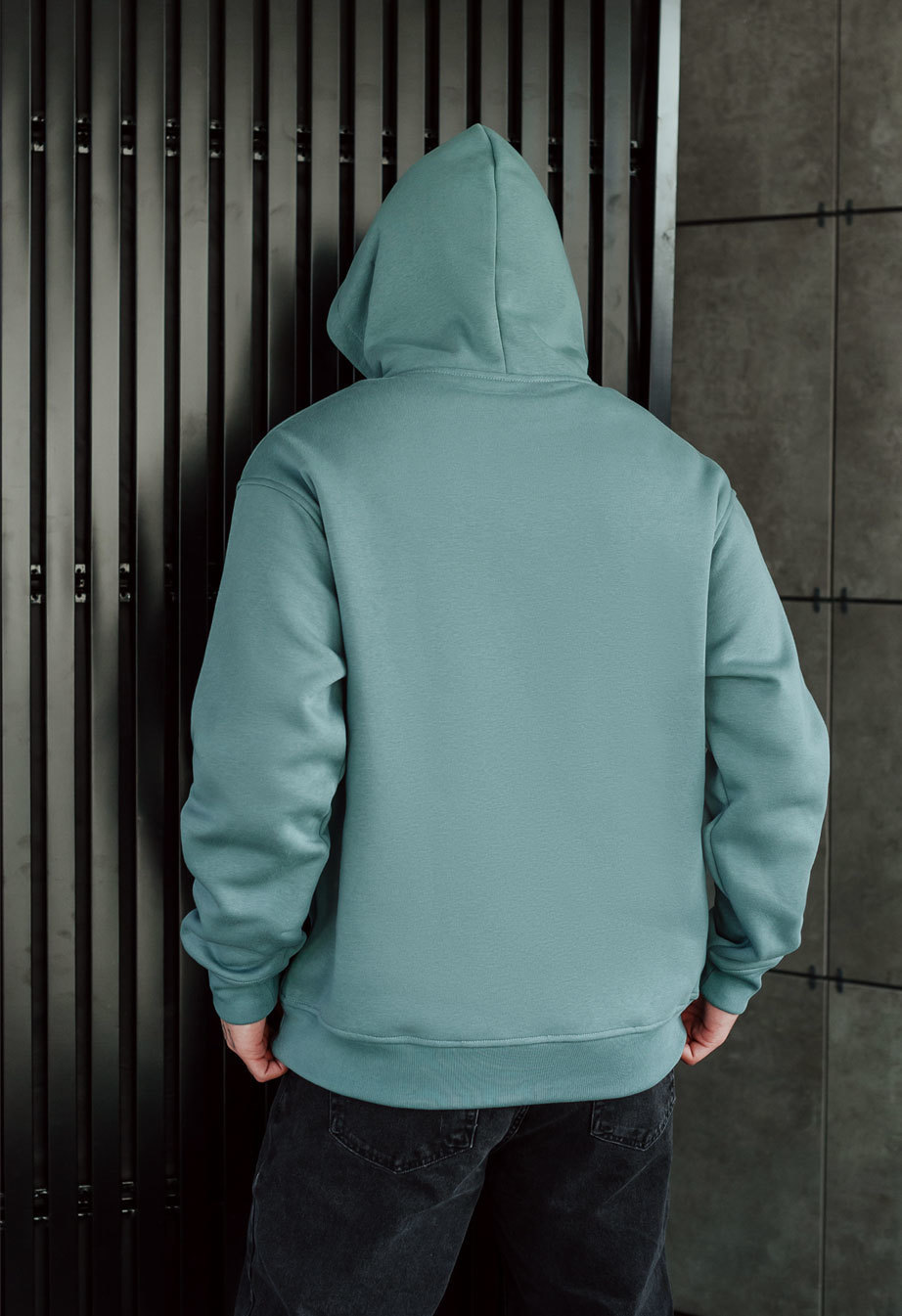 Толстовка чоловіча Staff turquoise basic oversize fleece бірюзового кольору модна базова тепла ...
