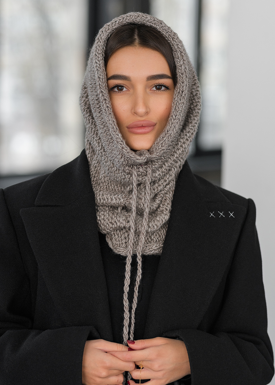 Шарф жіночий Staff gray сірий модний в’язаний теплий однотонний купити