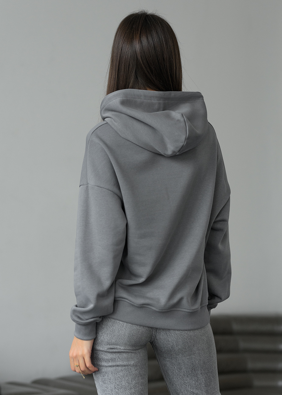 Толстовка жіноча Staff gray basic oversize сіра базова бавовняна однотонна оверсайз модна купити