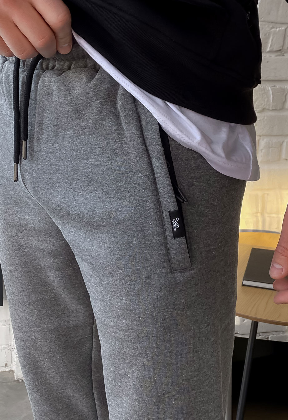 Спортивні штани чоловічі Staff mi graphite basic fleece графітового кольору базові на флісі ...