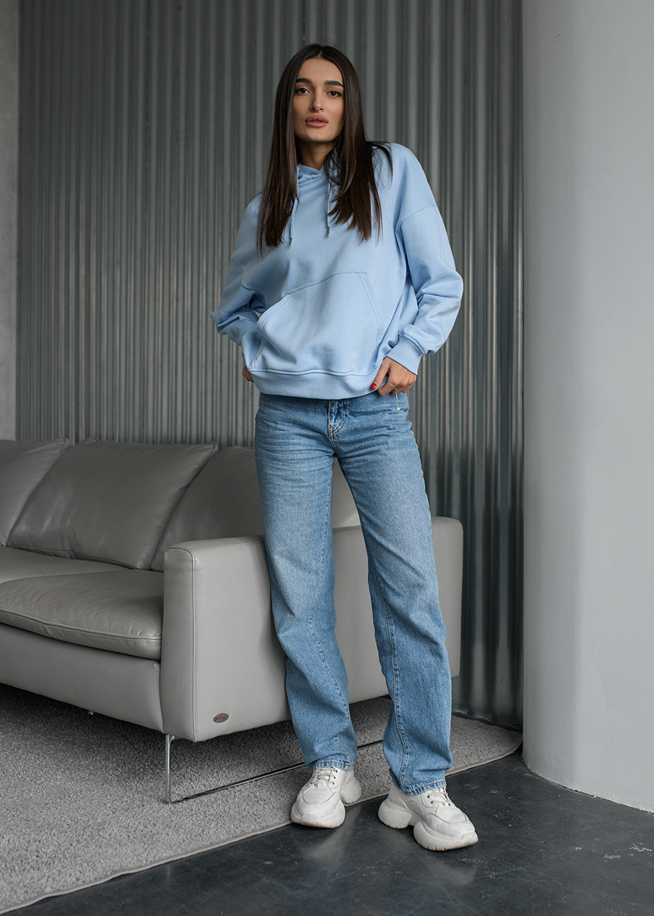 Жіноче худі Staff light blue basic oversize блакитне однотонне молодіжне оверсайз базове ...