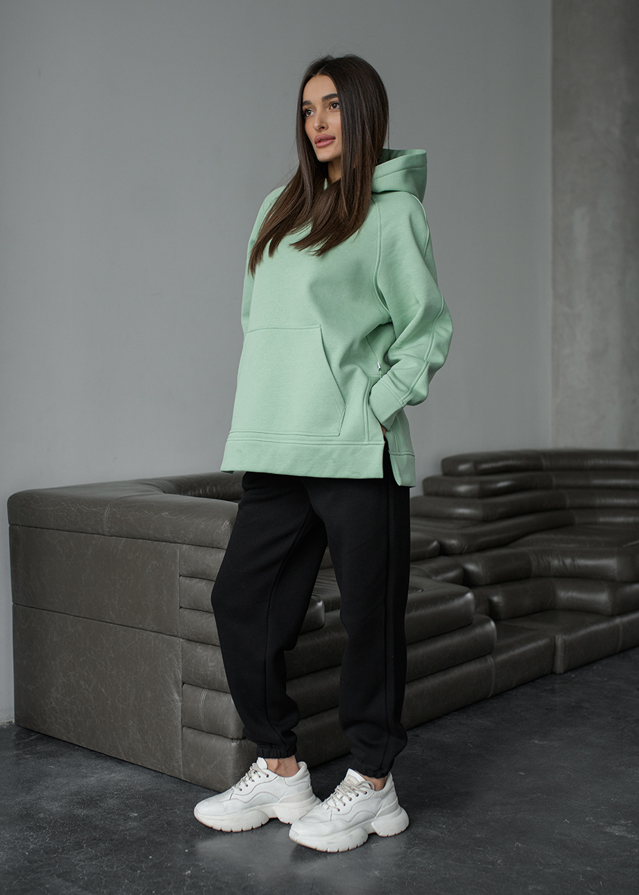 Толстовка жіноча Staff turquoise oversize fleece бірюзового кольору тепла оверсайз недорога ...
