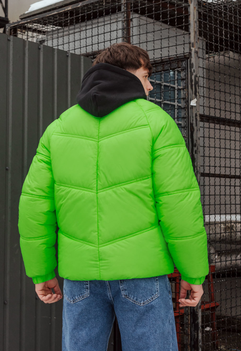 Куртка чоловіча зимова Staff ilumin green зелена люмінесцентна тепла молодіжна ціна