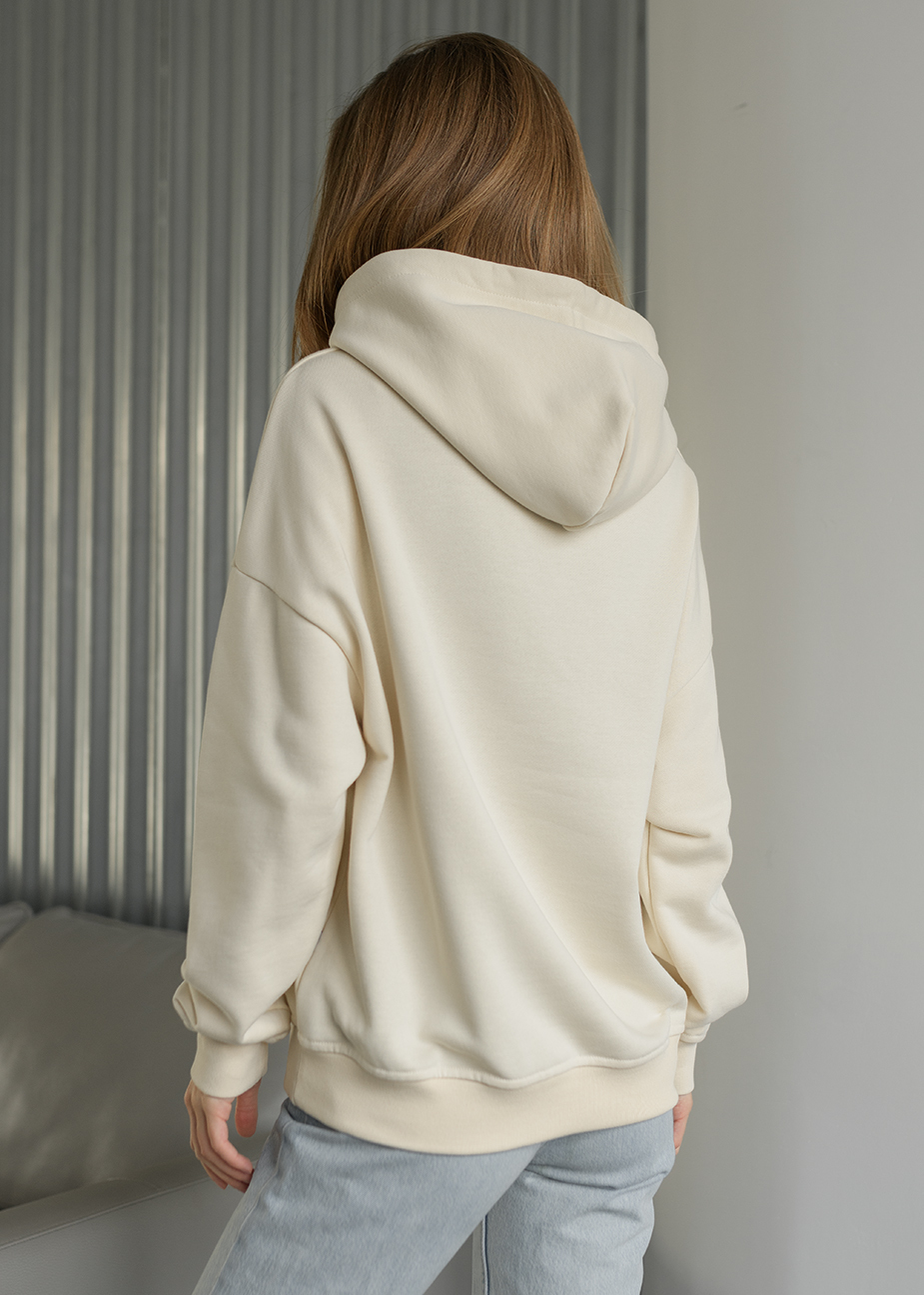 Толстовка жіноча Staff milk basic oversize молочного кольору однотонна базова оверсайз бавовняна ...