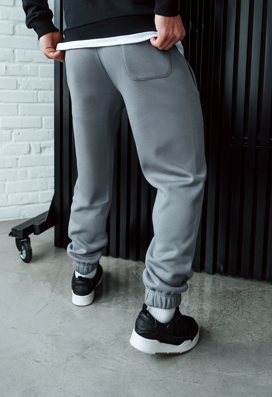 Спортивні штани чоловічі Staff mi gray basic fleece сірі утеплені молодіжні на флісі однотонні ...