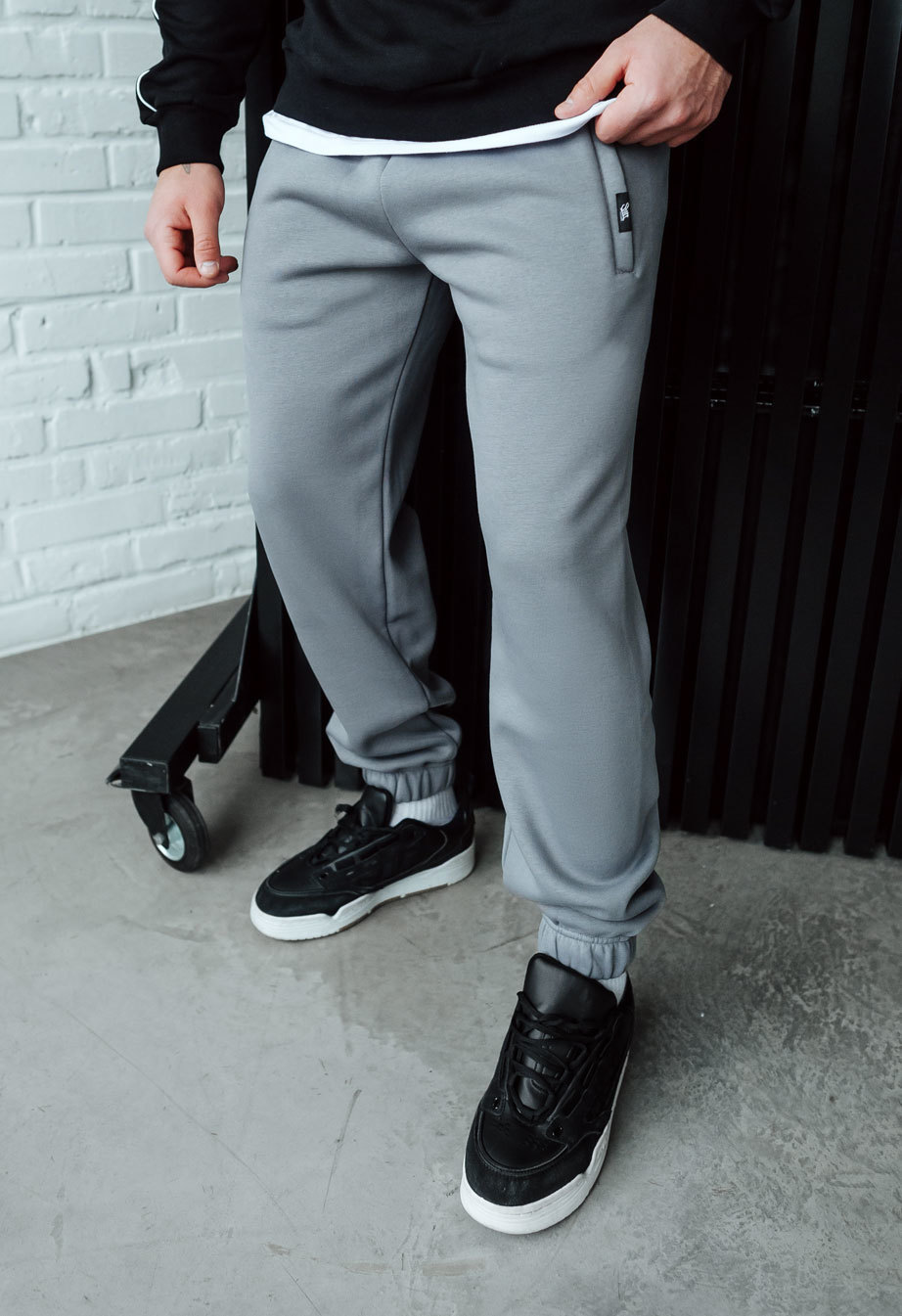 Спортивні штани чоловічі Staff mi gray basic fleece сірі утеплені молодіжні на флісі однотонні ...