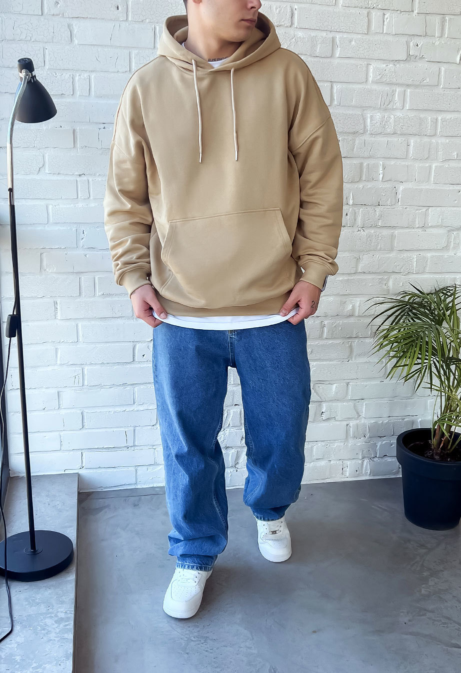 Толстовка чоловіча Staff basic beige oversize бежева оверсайз базова для підлітка бавовняна ...