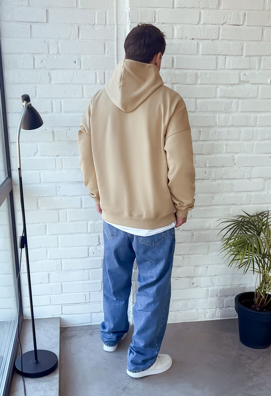 Толстовка чоловіча Staff basic beige oversize бежева оверсайз базова для підлітка бавовняна ...