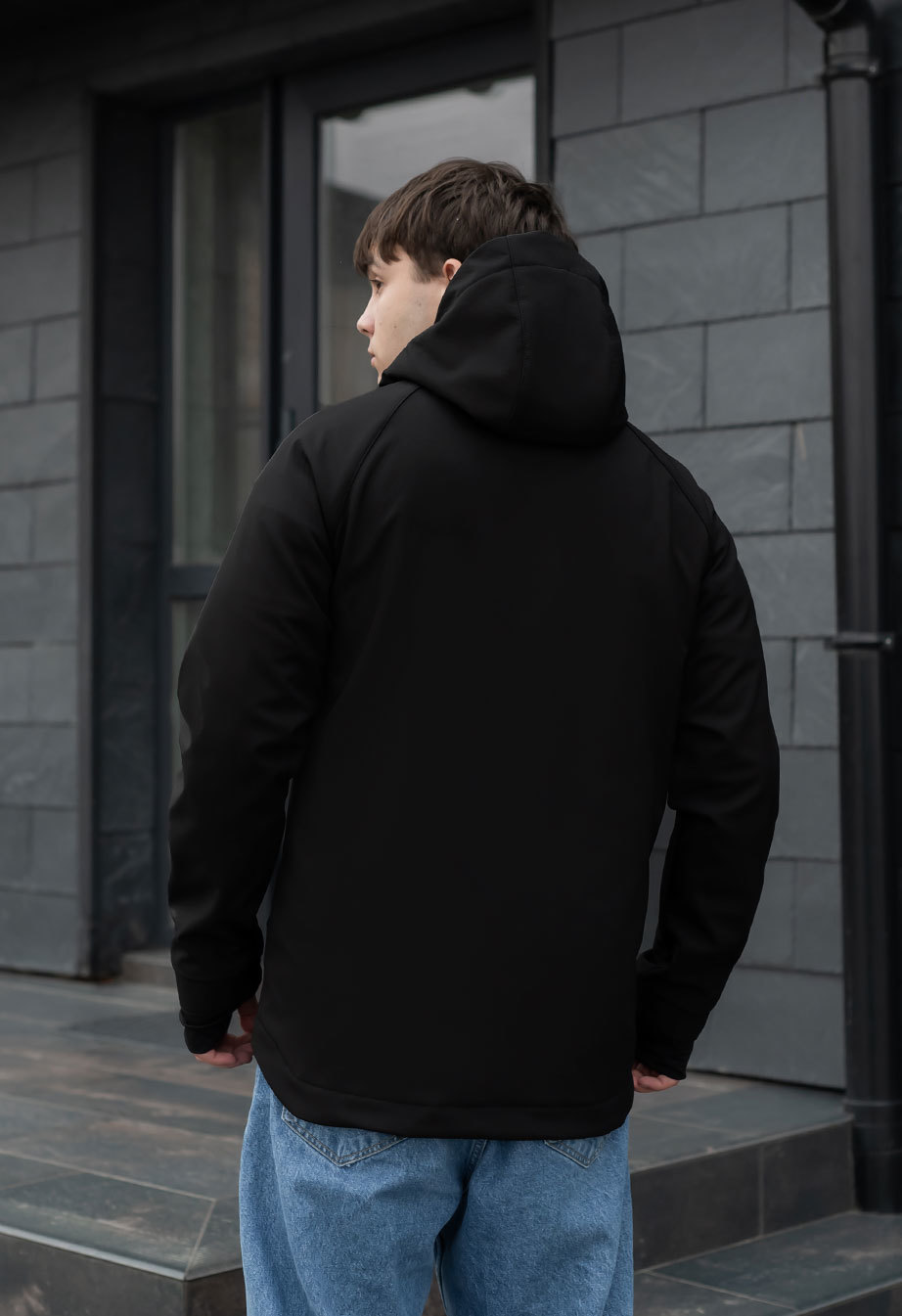Чоловіча куртка Staff bu soft shell reflective (defect) чорна модна з логотипом легка з ...