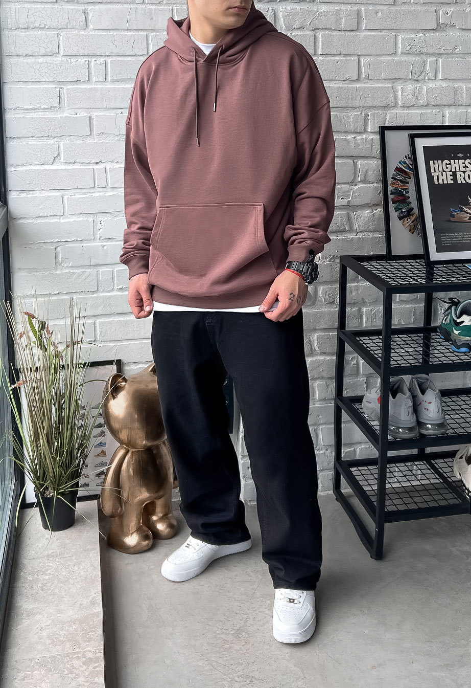 Толстовка чоловіча Staff basic brown oversize коричнева брендова ...