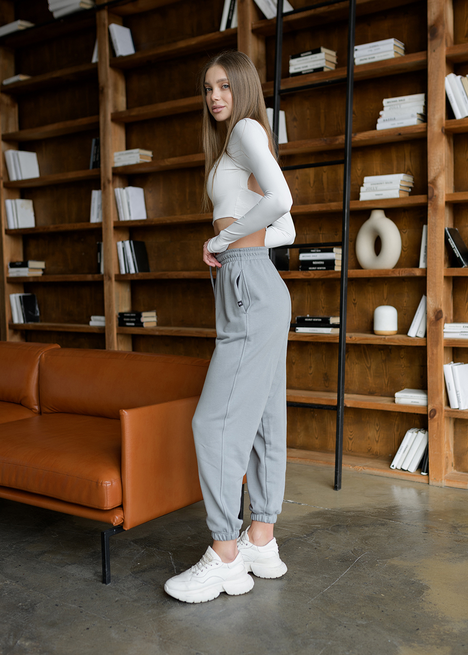 Джогери жіночі Staff gray oversize сірі для жінки бавовняні однотонні оверсайз купити