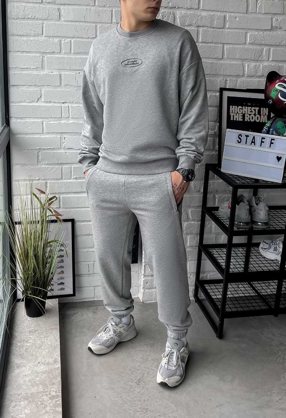 Костюм спортивний чоловічий Staff fin gray melange oversize сірий ...
