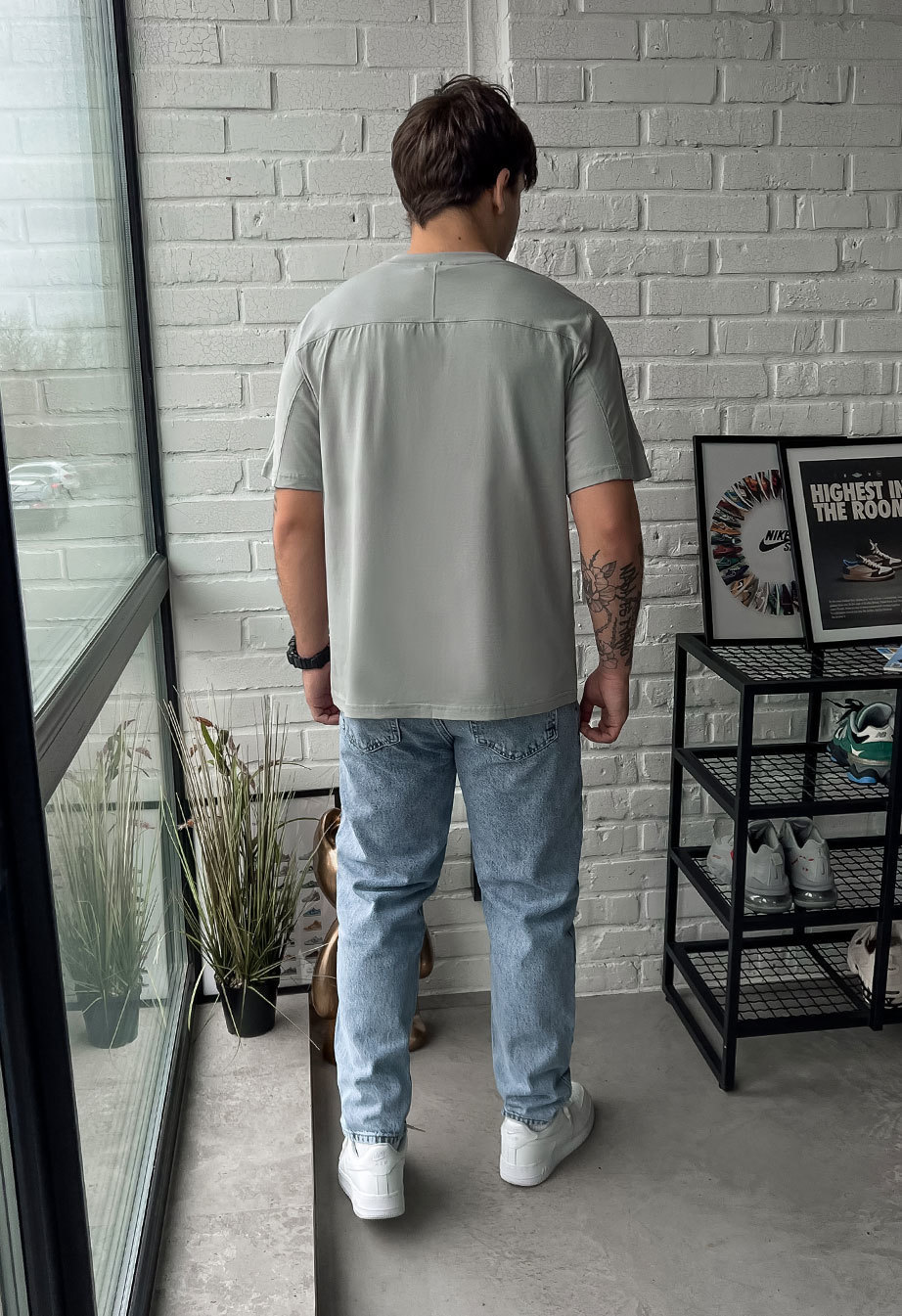 Футболка чоловіча Staff reglan gray сіра однотонна молодіжна ціна