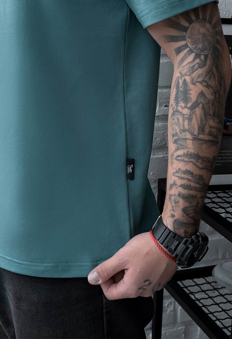 Футболка чоловіча Staff blue turquoise basic синьо-бірюзового кольору для підлітка базова ...