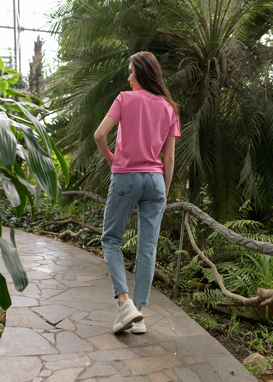 Футболка жіноча Staff sum pink рожева модна однотонна купити