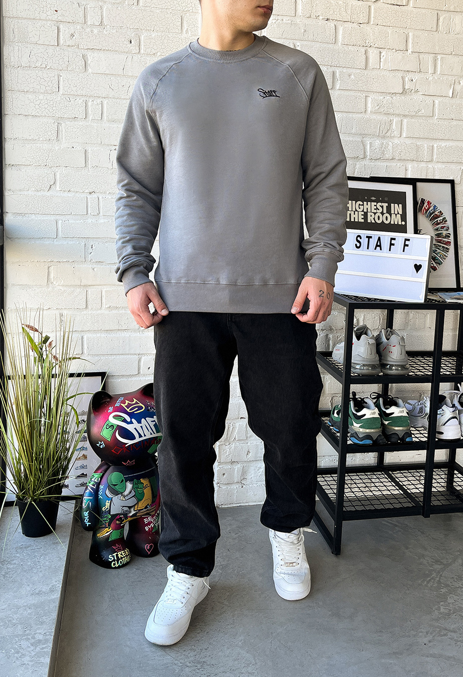 Світшот чоловічий Staff gray logo сірий бавовняний з логотипом модний купити