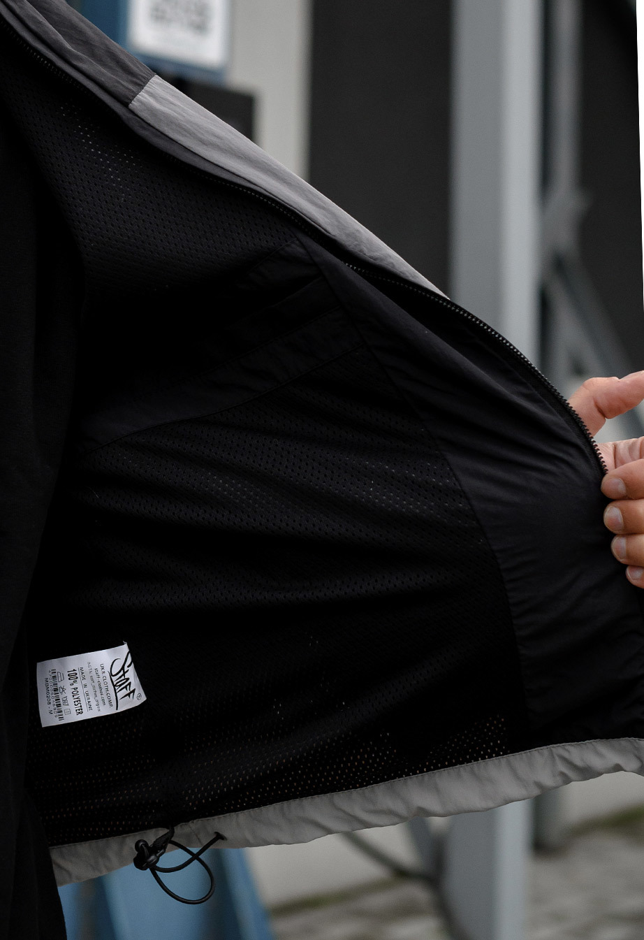 Чоловіча вітровка Staff ta black & light gray чорний/світло-сірий легка демісезонна з капюшоном ...