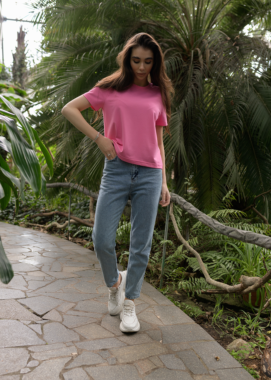 Футболка жіноча Staff sum pink рожева модна однотонна купити