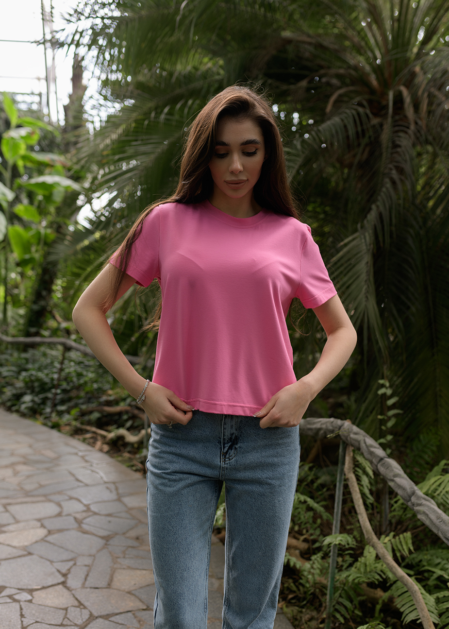 Футболка жіноча Staff sum pink рожева модна однотонна купити