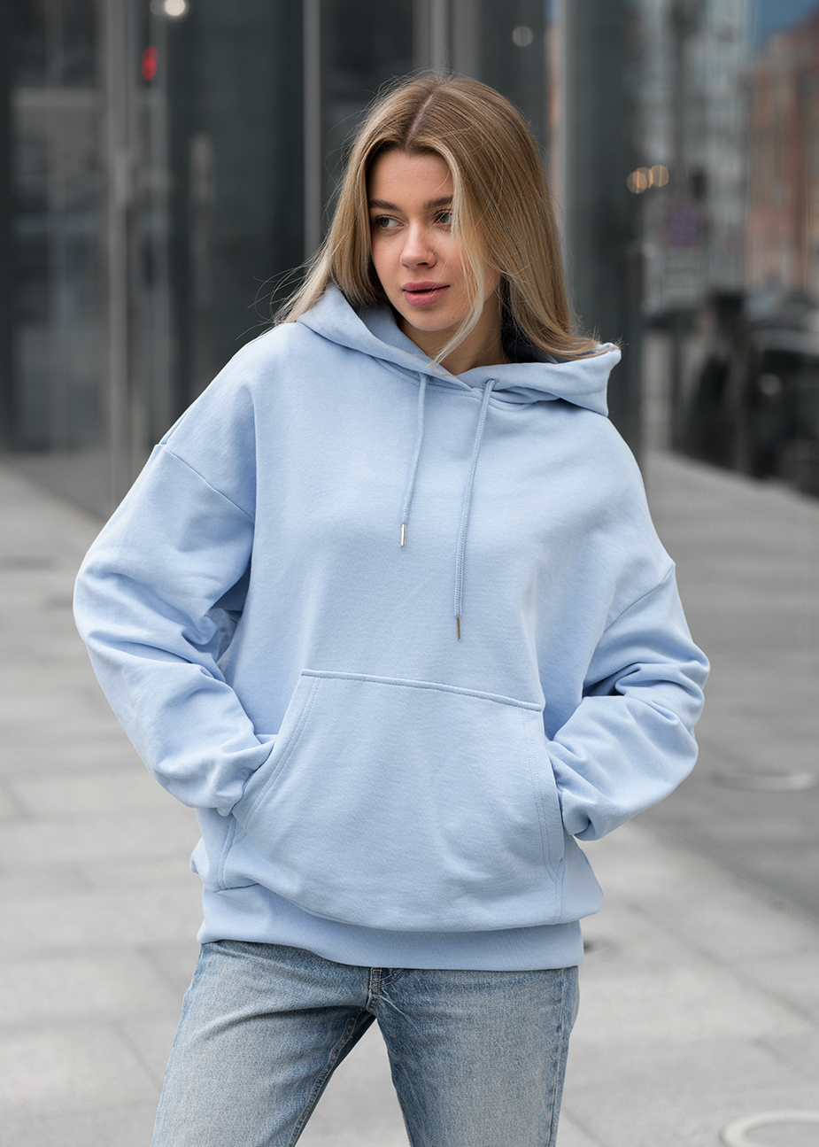Худі жіноче Staff light blue oversize блакитне однотонне молодіжне оверсайз бавовняне купити