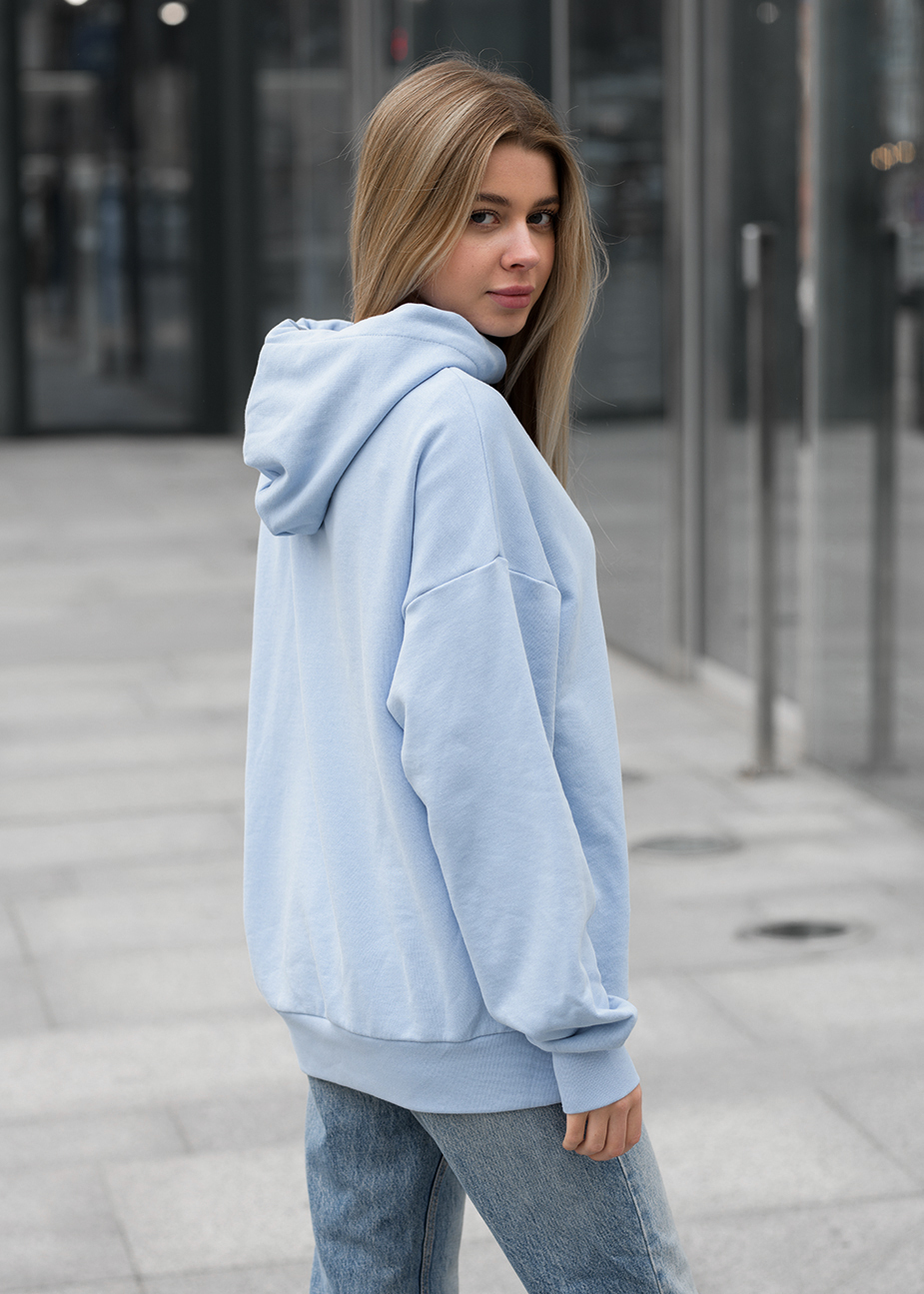 Худі жіноче Staff light blue oversize блакитне однотонне молодіжне оверсайз бавовняне купити
