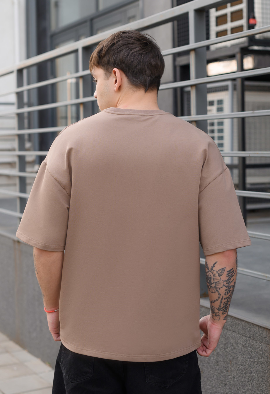 Футболка чоловіча Staff brown oversize premium коричнева однотонна оверсайз модна ціна