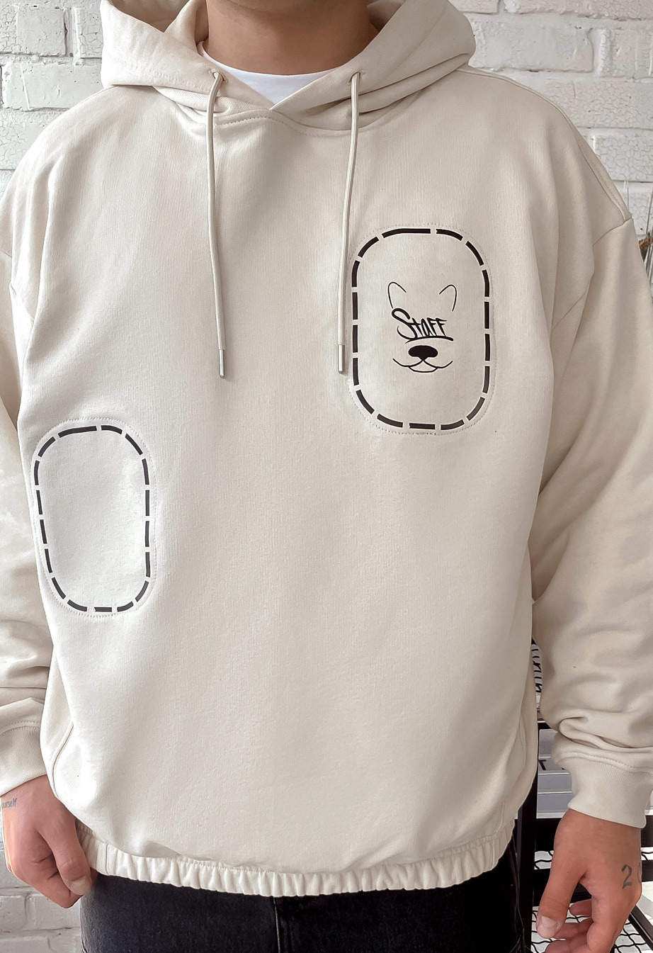 Толстовка чоловіча Staff x White Dog beige аплікація бежева з принтом ...