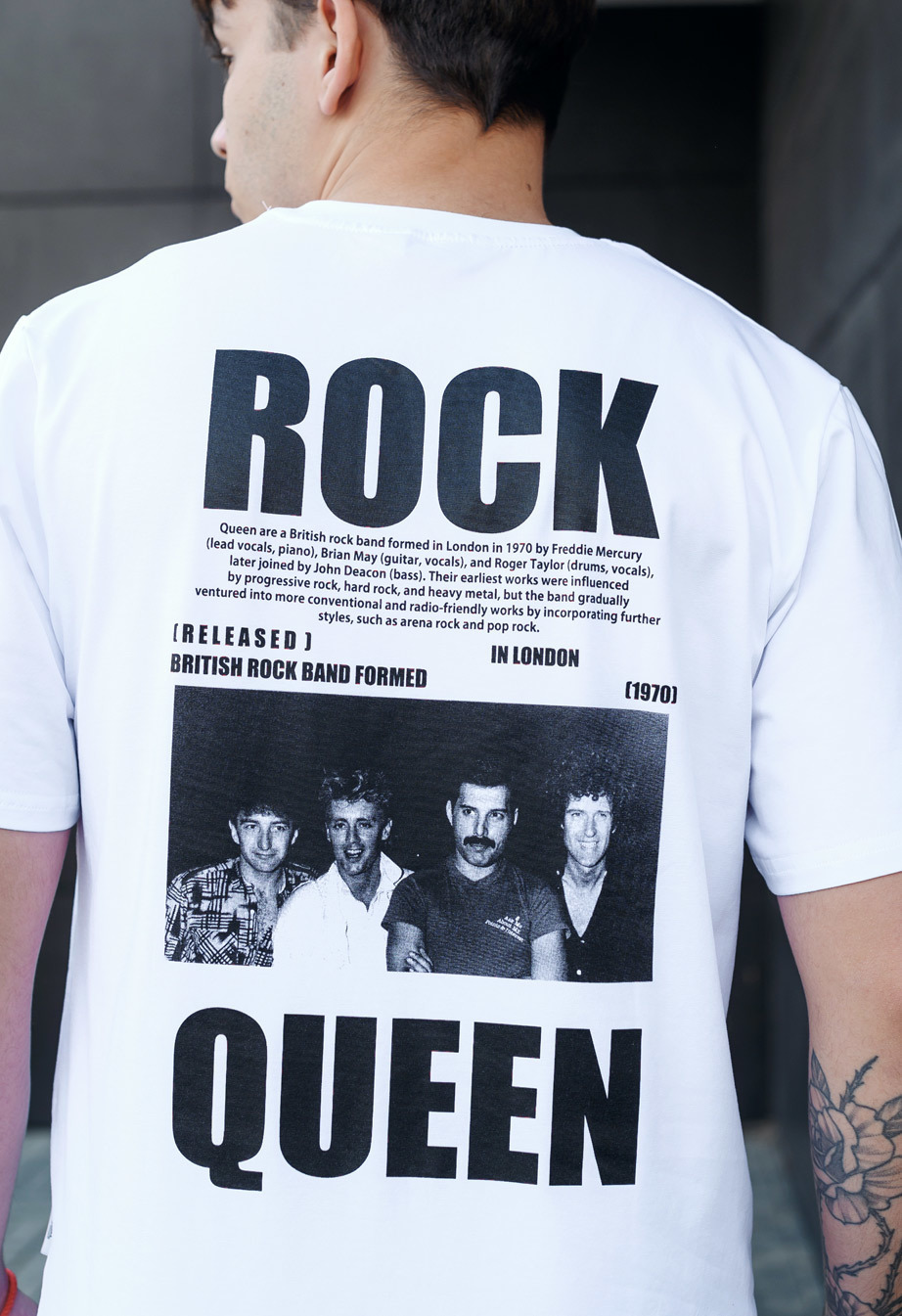 Футболка чоловіча Staff rock біла з надписом стильна з принтом ціна