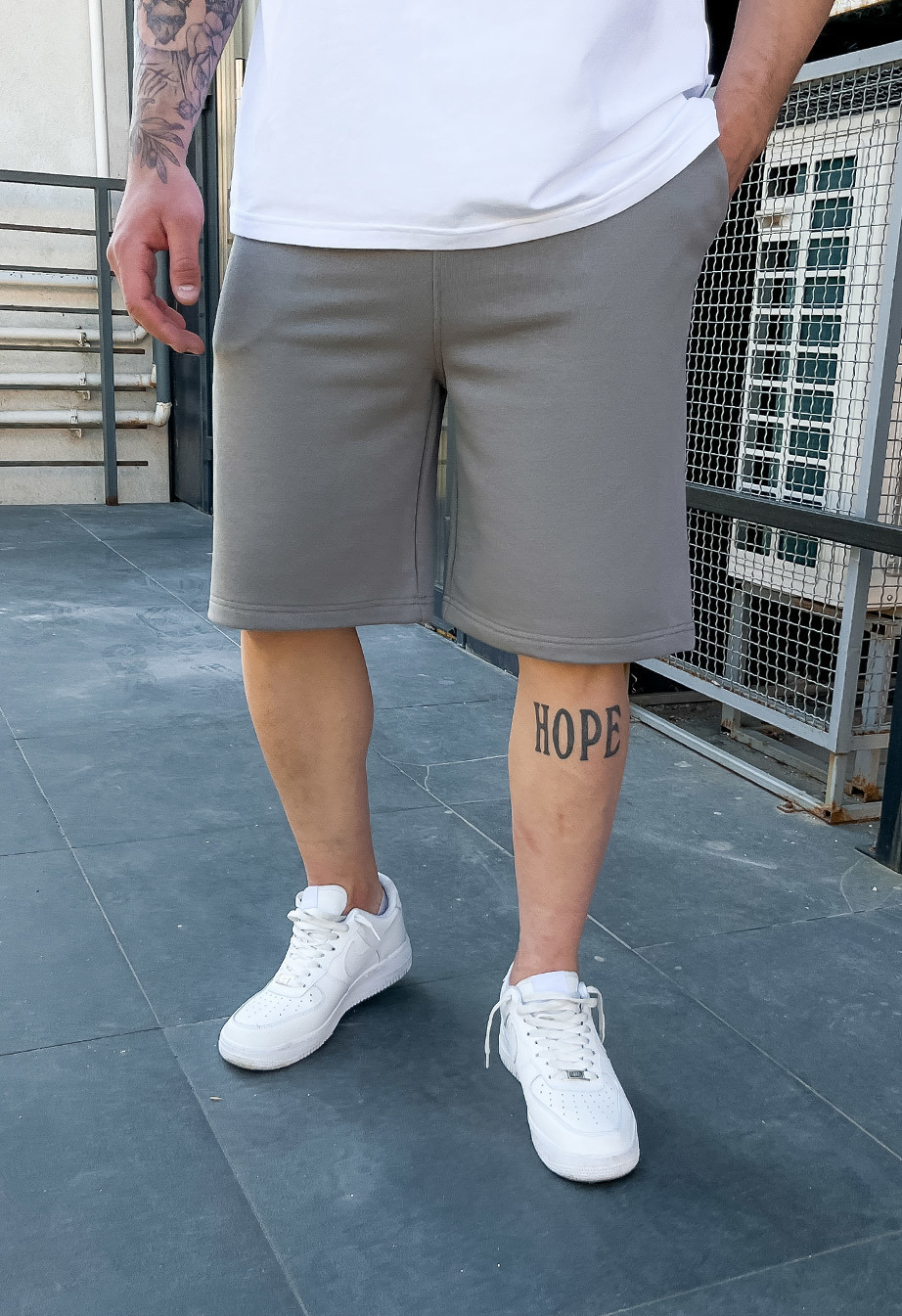 Шорти чоловічі Staff nes gray сірі бавовняні на літо трикотажні однотонні для хлопця ціна