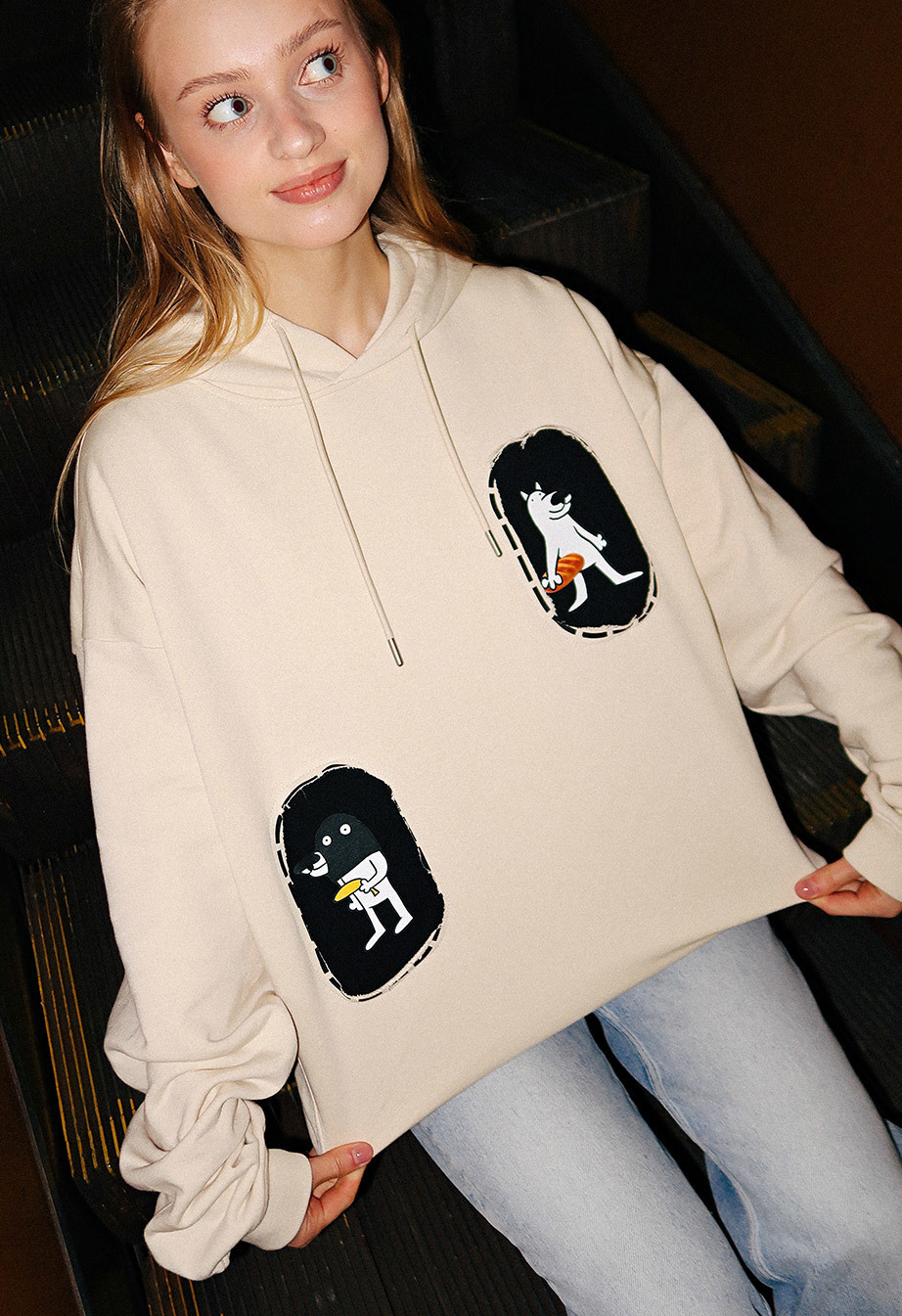 Толстовка чоловіча Staff x White Dog beige аплікація бежева з принтом ...