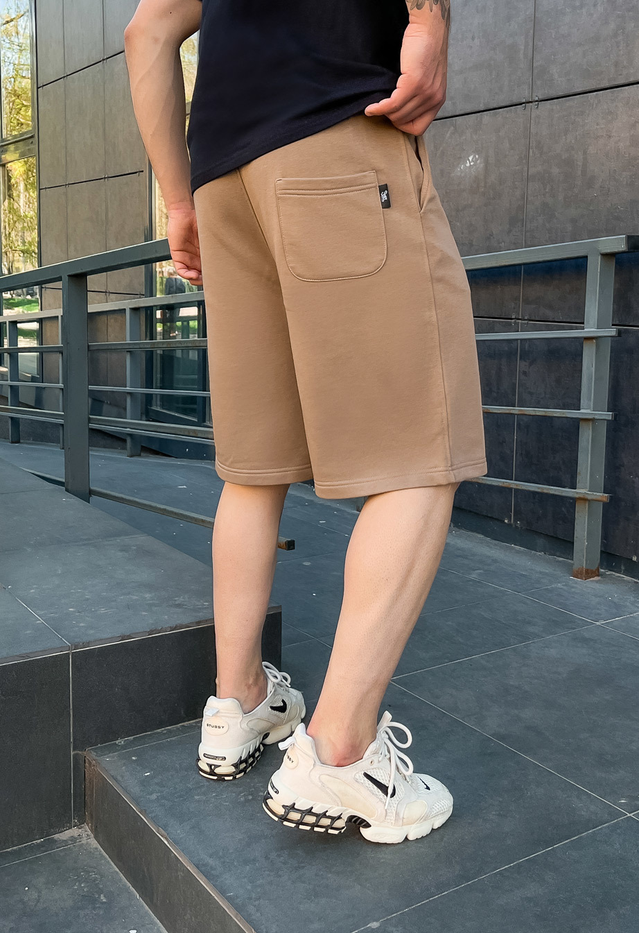 Шорти чоловічі Staff nes brown коричневі бавовняні однотонні модні літні трикотажні купити