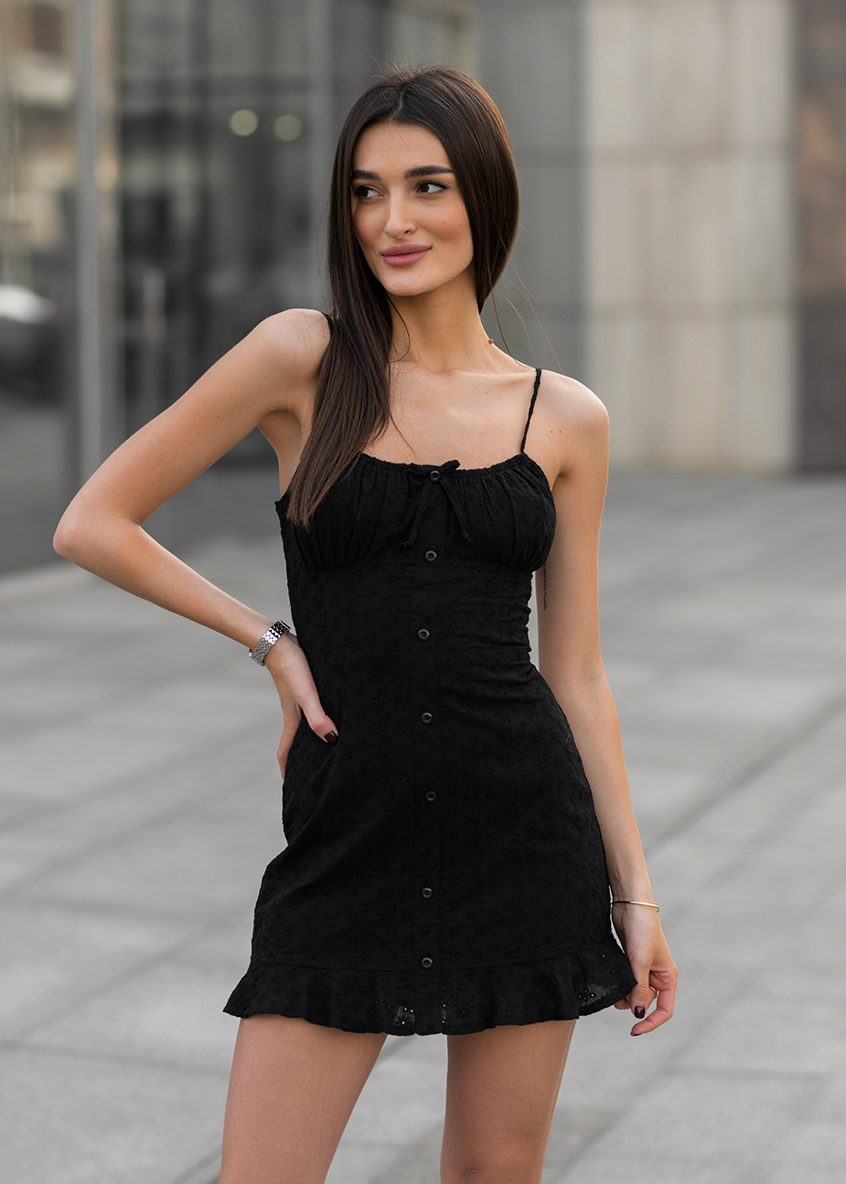 Сукня жіноча Staff ros c2 чорна бавовняна коротка недорога літня купити