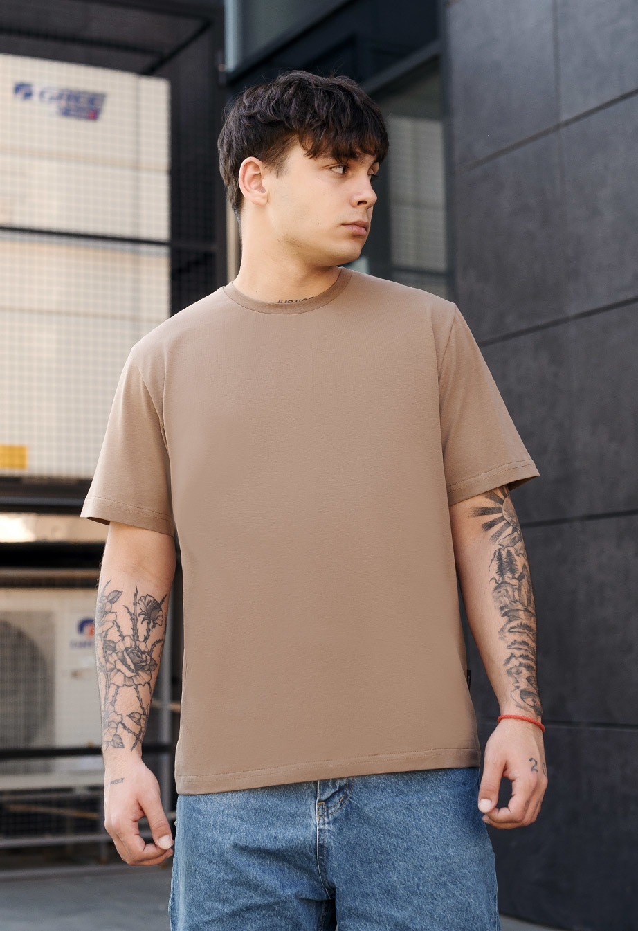 Футболка чоловіча Staff brown basic коричнева базова однотонна стильна ...