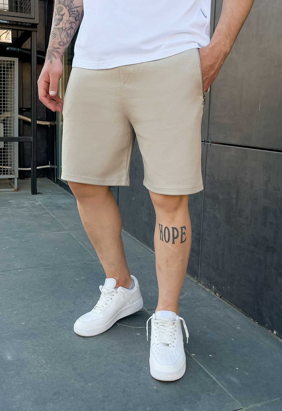 Шорти чоловічі Staff ley light beige світло-бежеві однотонні широкі трикотажні на літо модні ціна