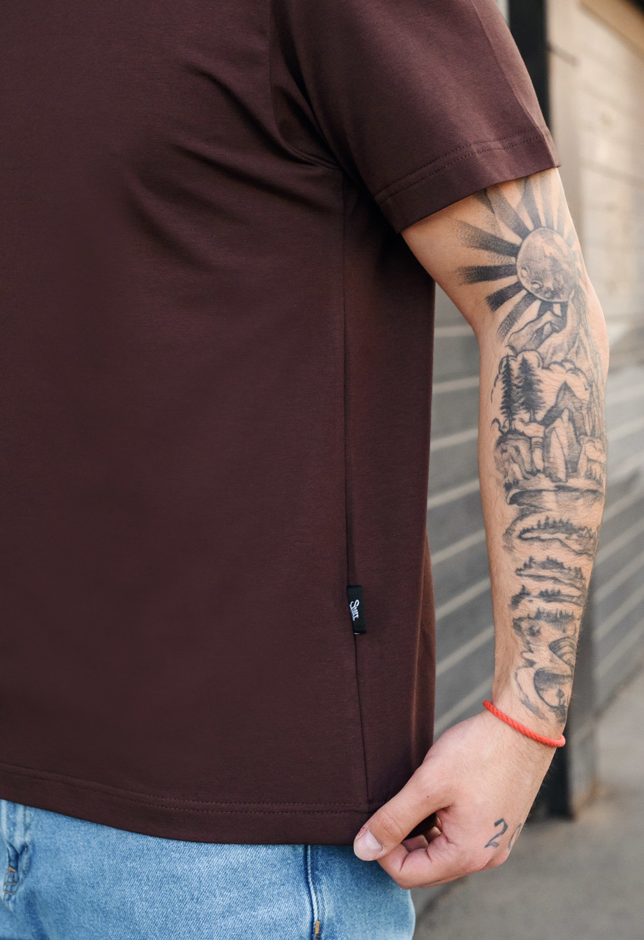Футболка чоловіча Staff dark brown basic темно-коричнева брендова однотонна базова ціна