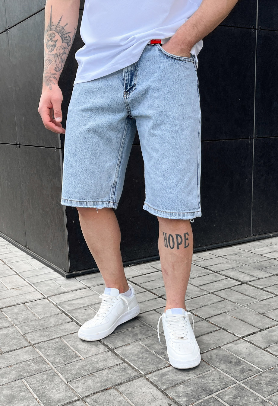 Чоловічі шорти Staff baggy c2 light blue світло-сині широкі джинсові ...
