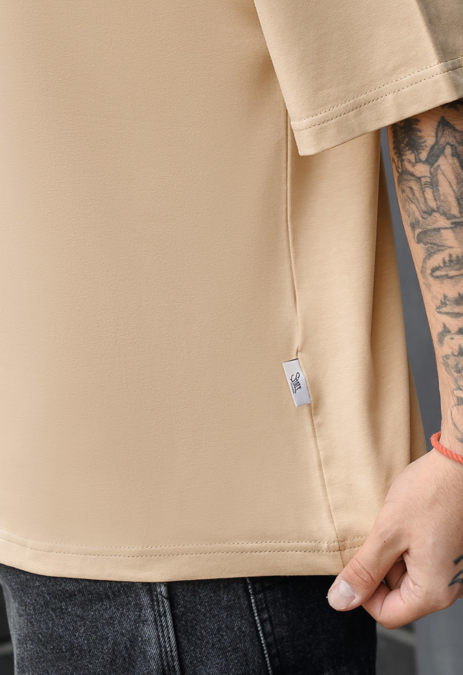 Футболка чоловіча Staff beige basic oversize бежева оверсайз для підлітка базова однотонна ціна