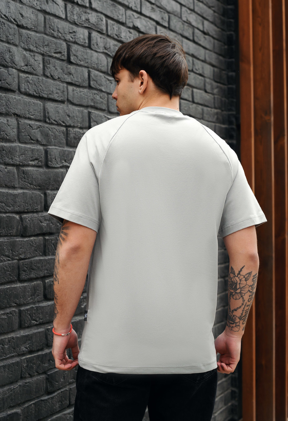 Футболка чоловіча Staff light gray basic світло-сіра для хлопця однотонна базова купити