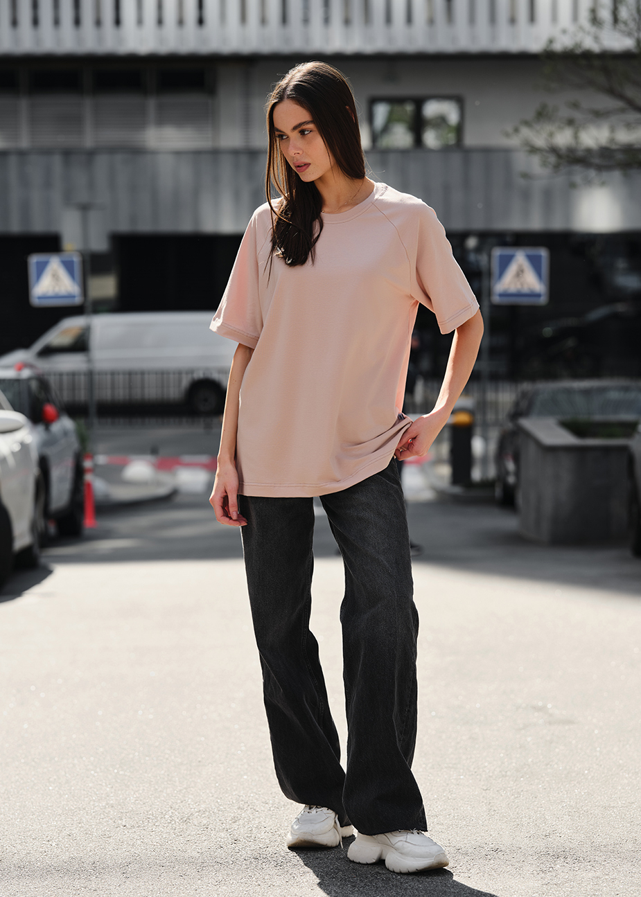 Футболка жіноча Staff ar beige oversize бежева оверсайз однотонна ...