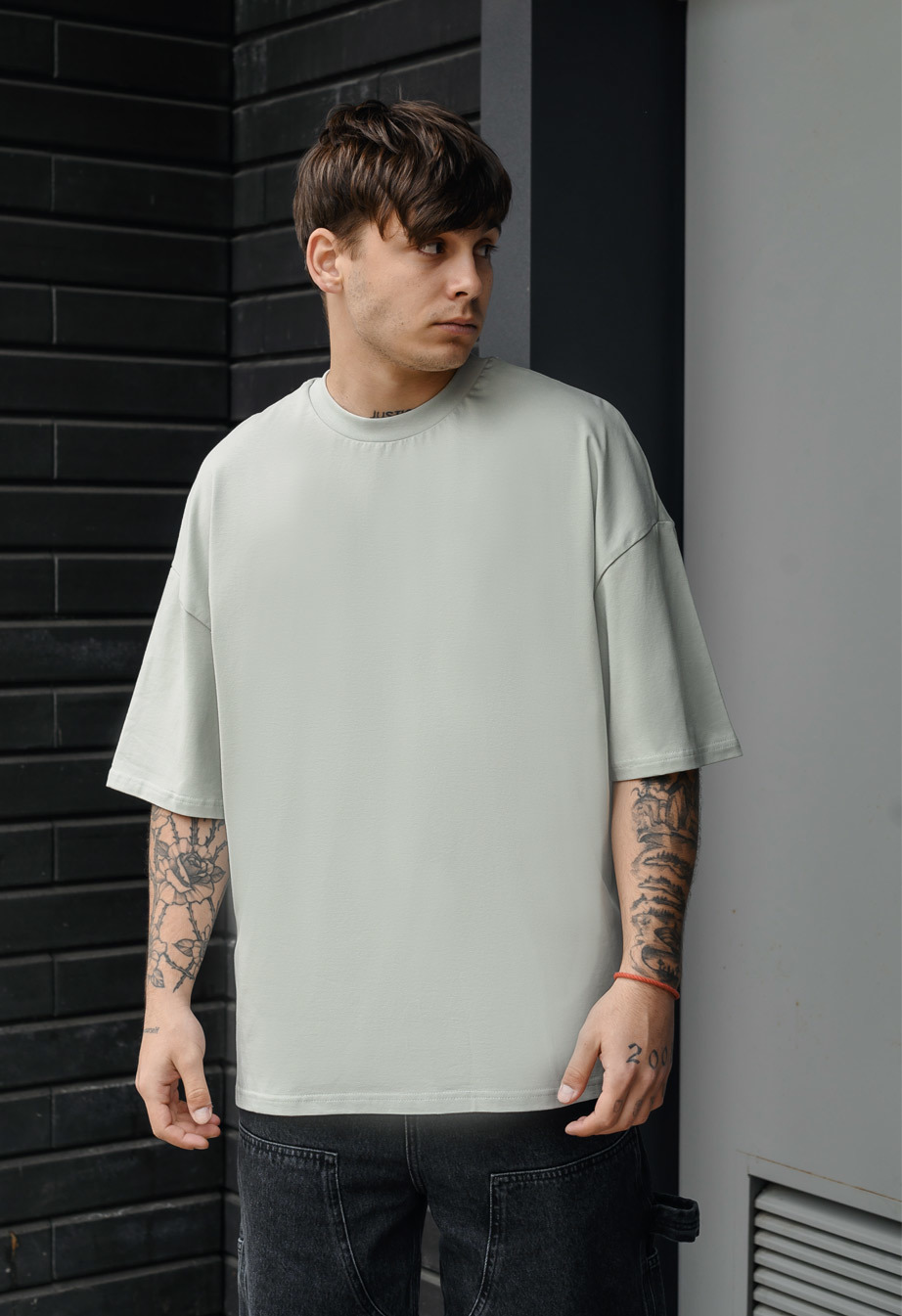 Чоловіча футболка Staff gray basic oversize сіра оверсайз однотонна недорога базова купити