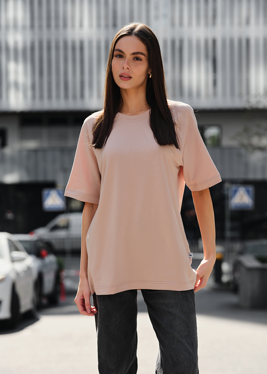 Футболка жіноча Staff ar beige oversize бежева оверсайз однотонна ...