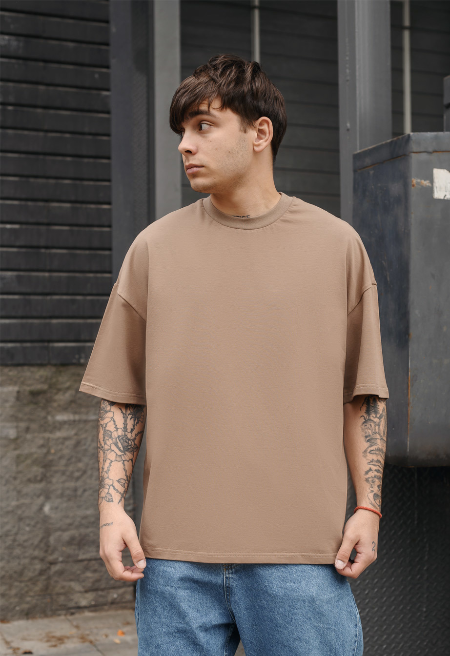Футболка чоловіча Staff brown basic oversize коричнева для хлопця оверсайз базова однотонна купити