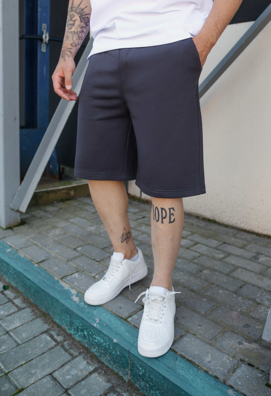 Шорти чоловічі Staff nes gray сірі бавовняні літні модні трикотажні однотонні купити