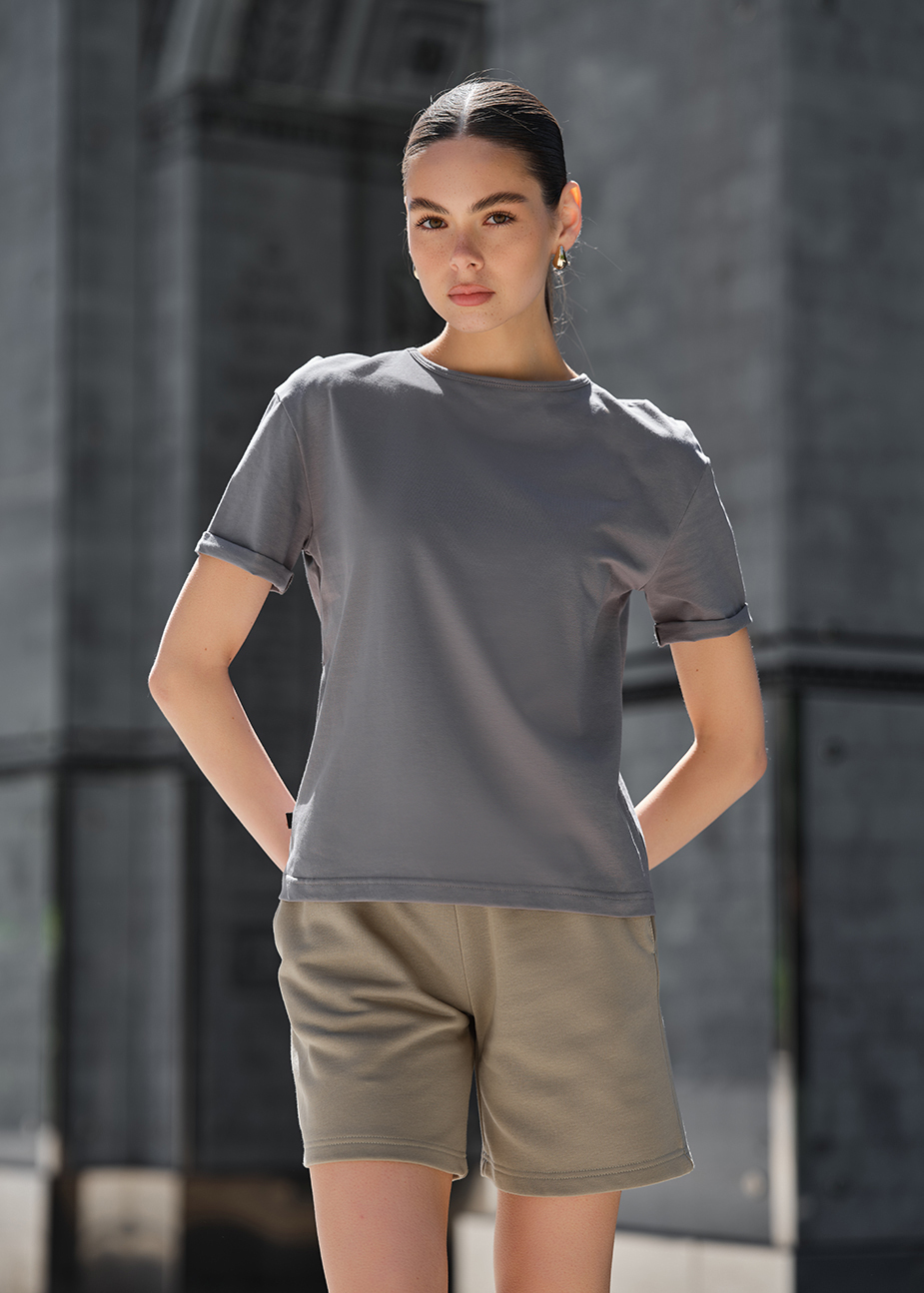 Футболка жіноча Staff gray сіра однотонна для дівчини купити