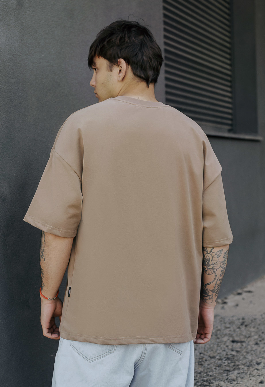 Футболка чоловіча Staff brown basic oversize коричнева однотонна недорога базова оверсайз купити