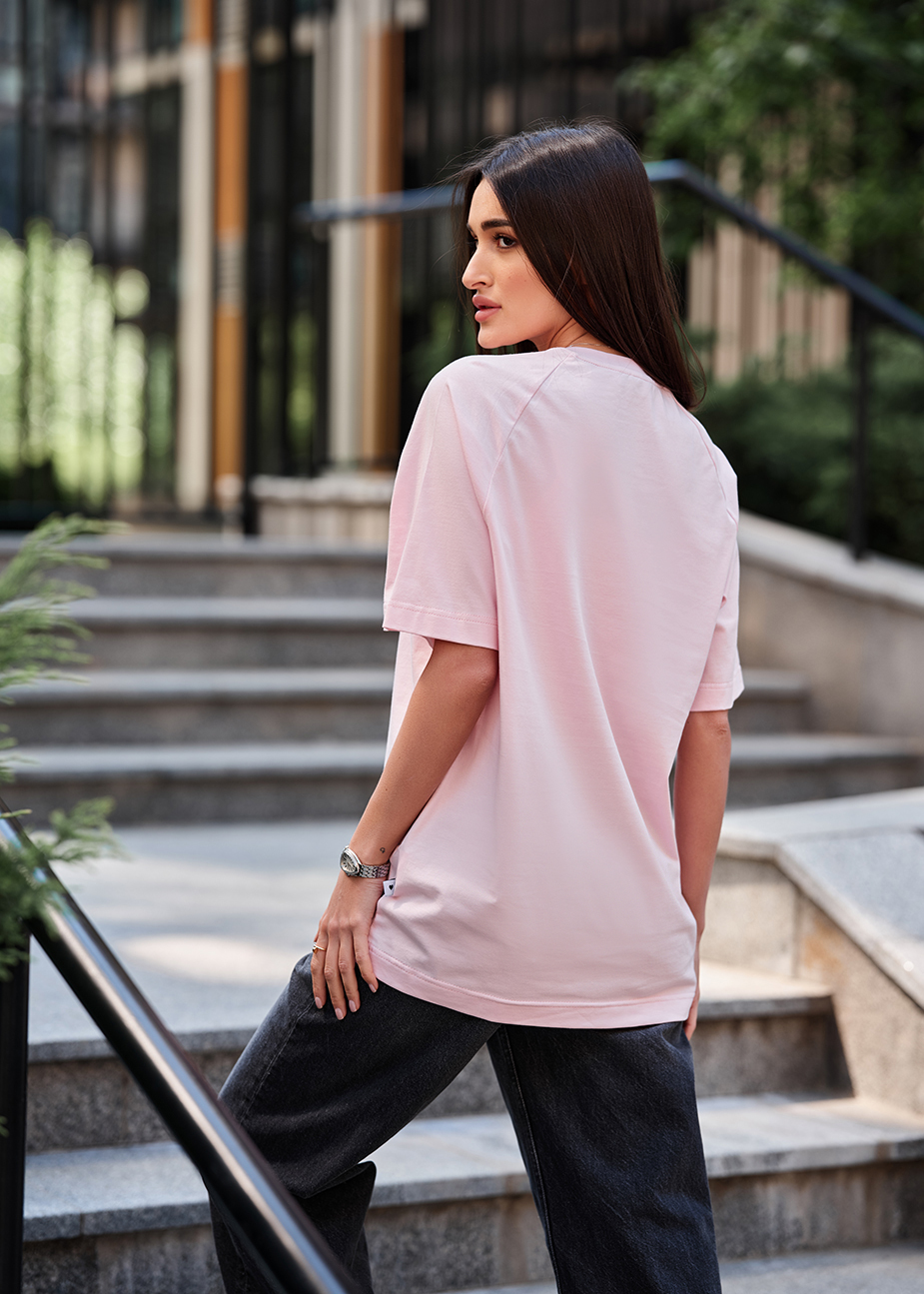 Футболка жіноча Staff mi pink oversize рожева однотонна оверсайз ...